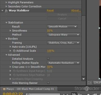Stabilizing Shaky Footage: Adobe After Effects Warp Stabilizer (video ...